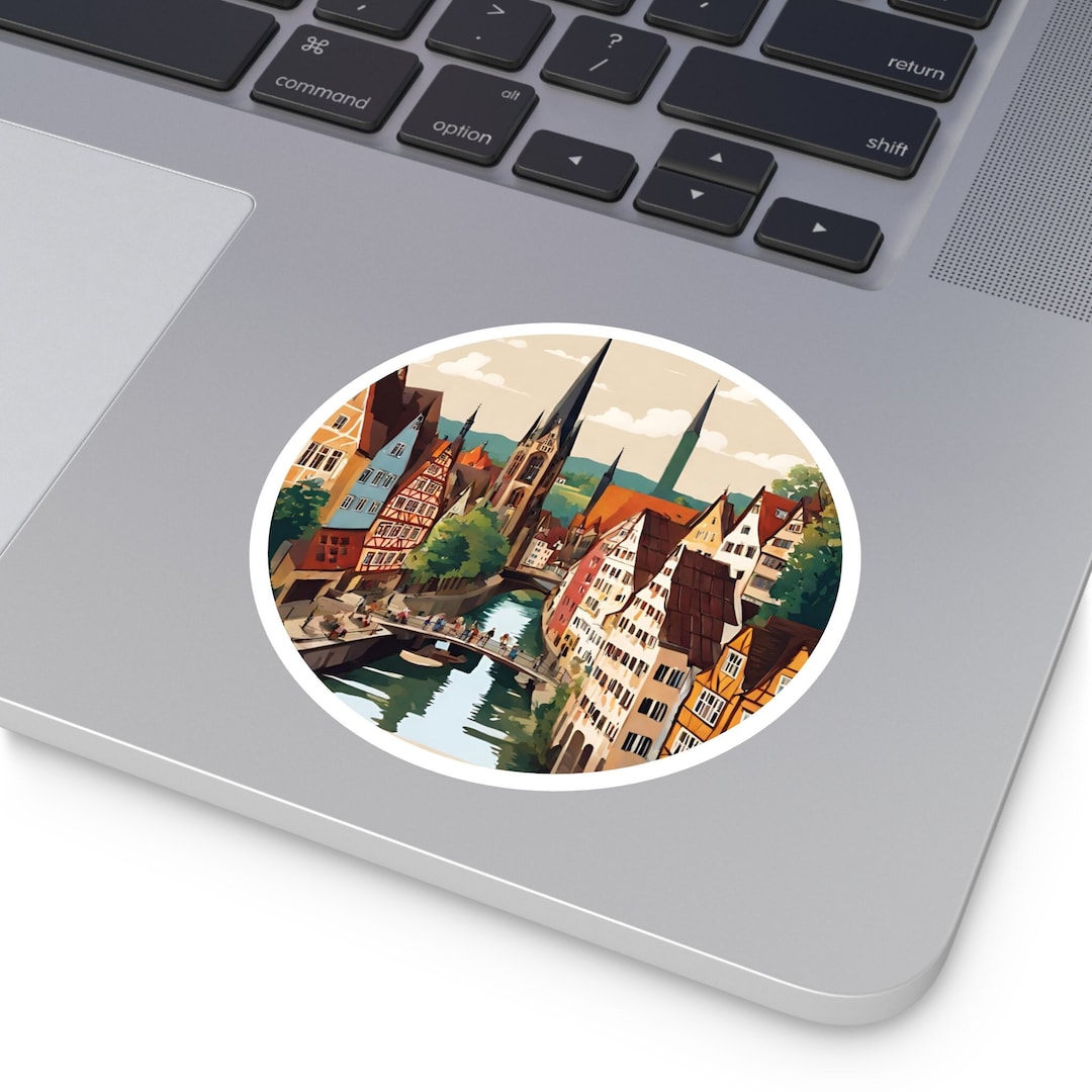 ULM GERMANY City Skyline Travel Round Water Resistant Vinyl Sticker ...