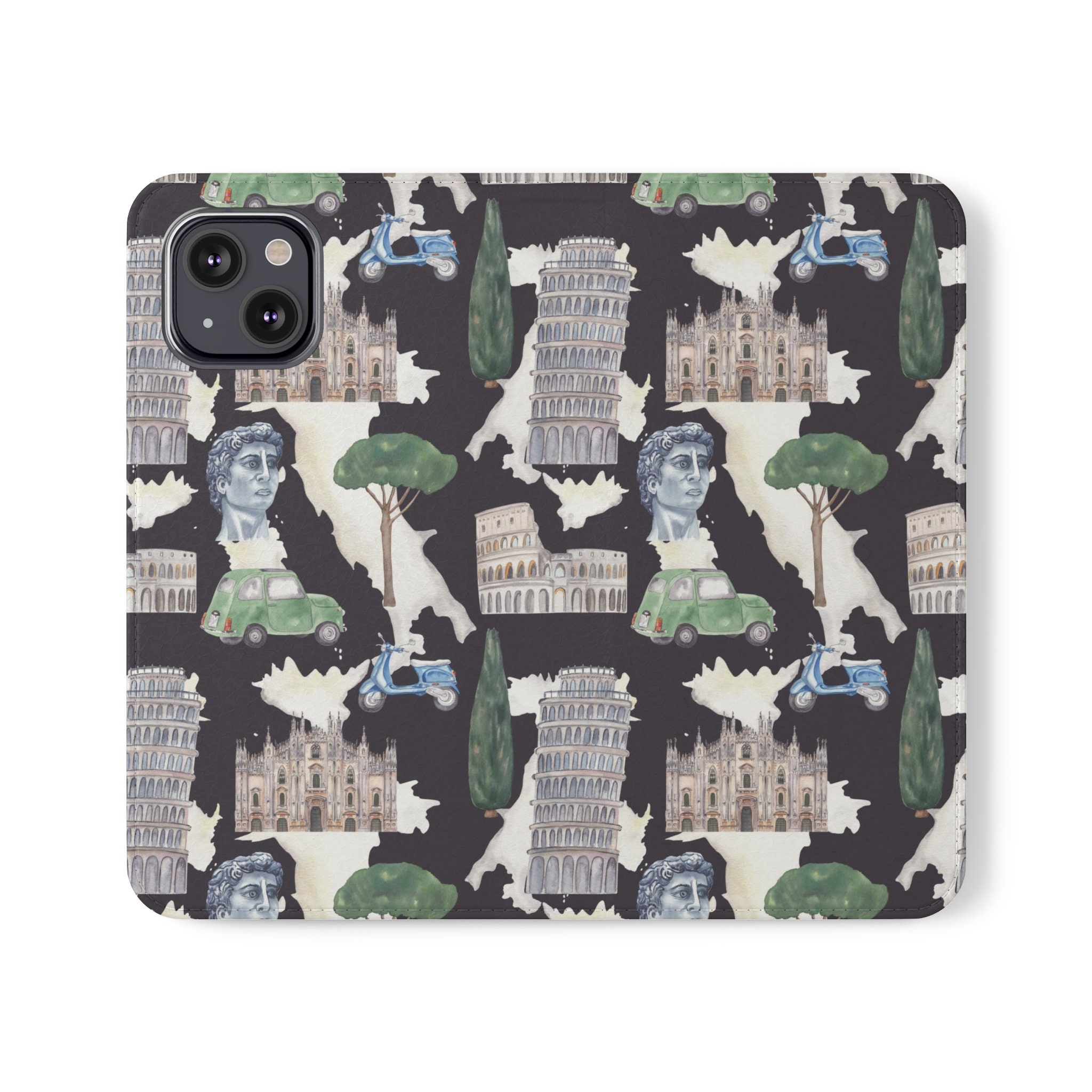 ITALY Travel Italian Motifs Vegan Faux Leather Cell Phone Folio Flip ...