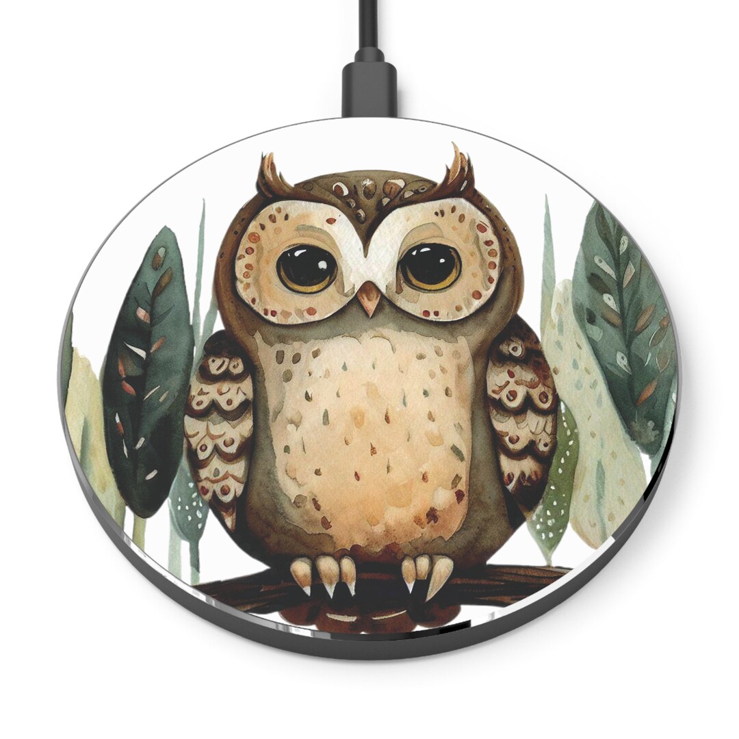 Wireless Phone Charger iPhone Android Compatible Nordic Folk Art OWL ...