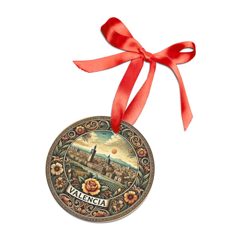Valencia Spain Landscape, Spanish Travel Round Acrylic Ornament ...