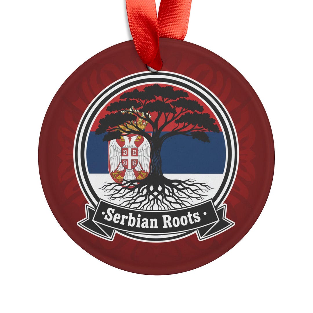 Personalized Round Acrylic Ornament - Serbian Roots - Ancestry Holiday ...
