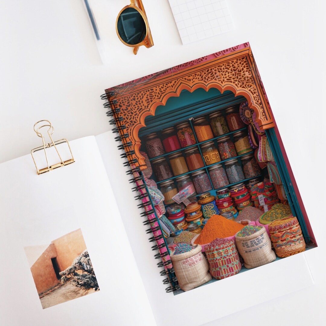 India Spice Market 6 X 8 Inch Spiral Notebook 118 Ruled Line Pages ...