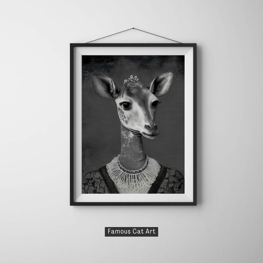 PRINTABLE ART Elegant Giraffe in Regal Attire Dressed Animal Portrait ...