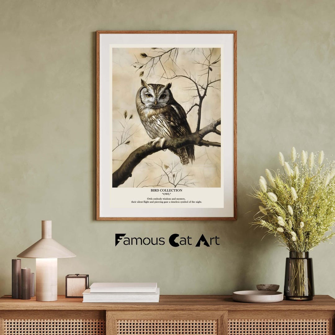 PRINTABLE ART | Vintage Owl Illustration | Hand-drawn Vintage-style ...