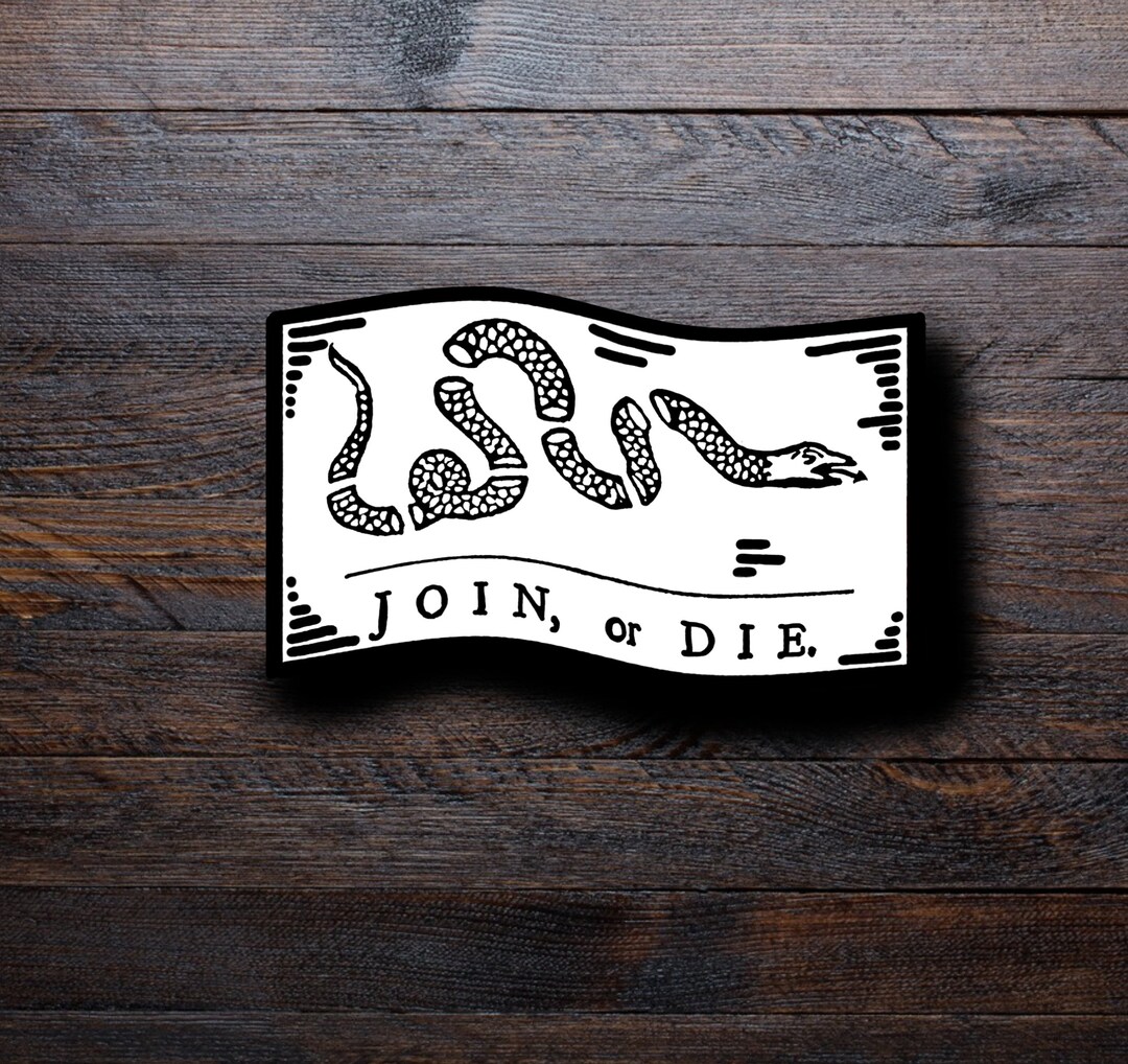 Join or Die Flag Sticker Revolutionary War Ben Franklin History Gift ...