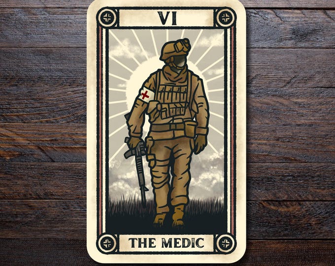 The Medic Tarot Card Sticker | Funny Military | Military Gift for Dad ...