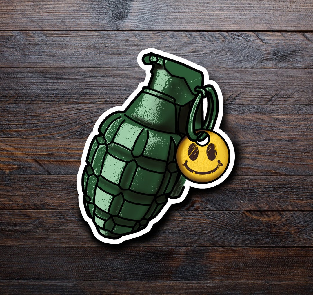 Hand Grenade Sticker | Smiley Face | Military Gift for Dad - Etsy