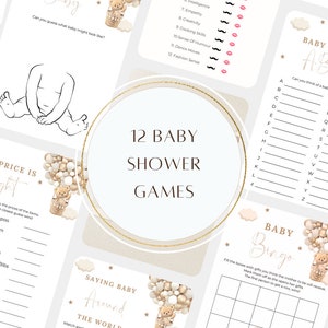 Editable Teddy Bear Baby Shower Game Package, Party Pack 12 Printable Hot Air Balloon Baby ...
