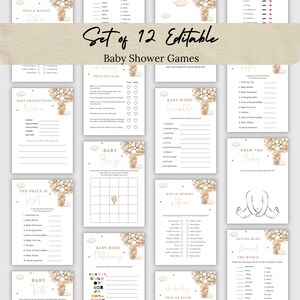 Editable Teddy Bear Baby Shower Game Package, Party Pack 12 Printable ...