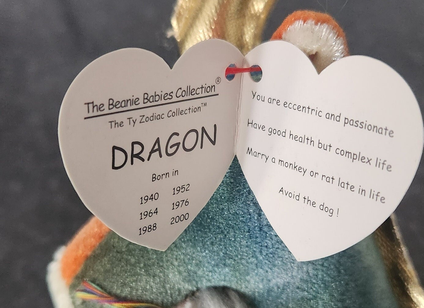 Ty Beanie Baby "dragon" From the Zodiac Collection (vintage From 2000 ...