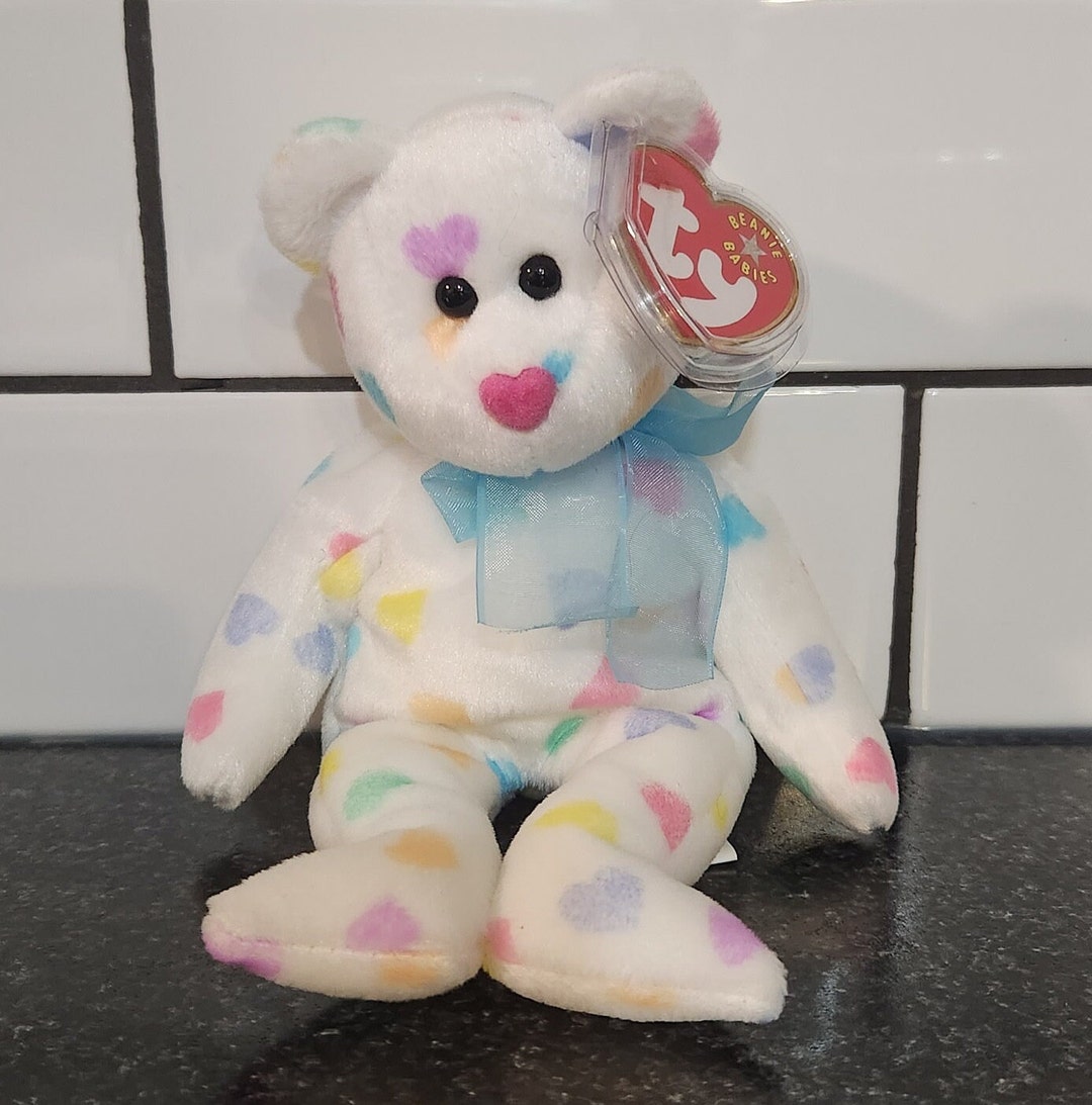 Ty Beanie Baby “kissme” Bear With Heart Shaped Nose (8.5 Inch) Very ...