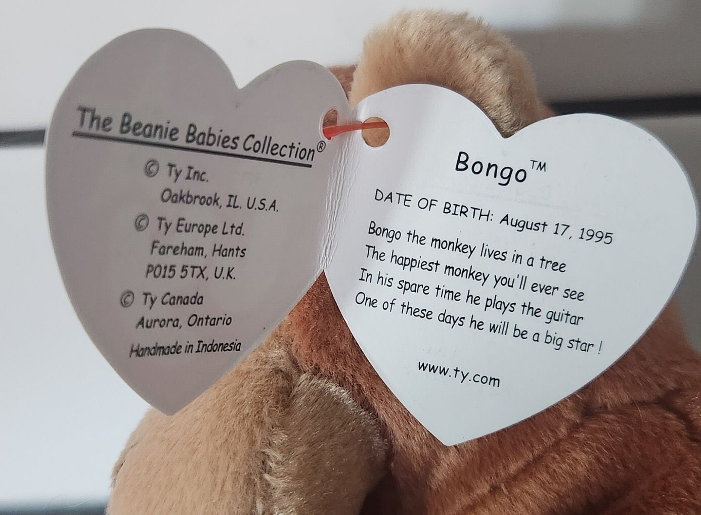 TY Beanie Baby “bongo” the Monkey With Tan Tail (8.5 Inch) - Handmade ...