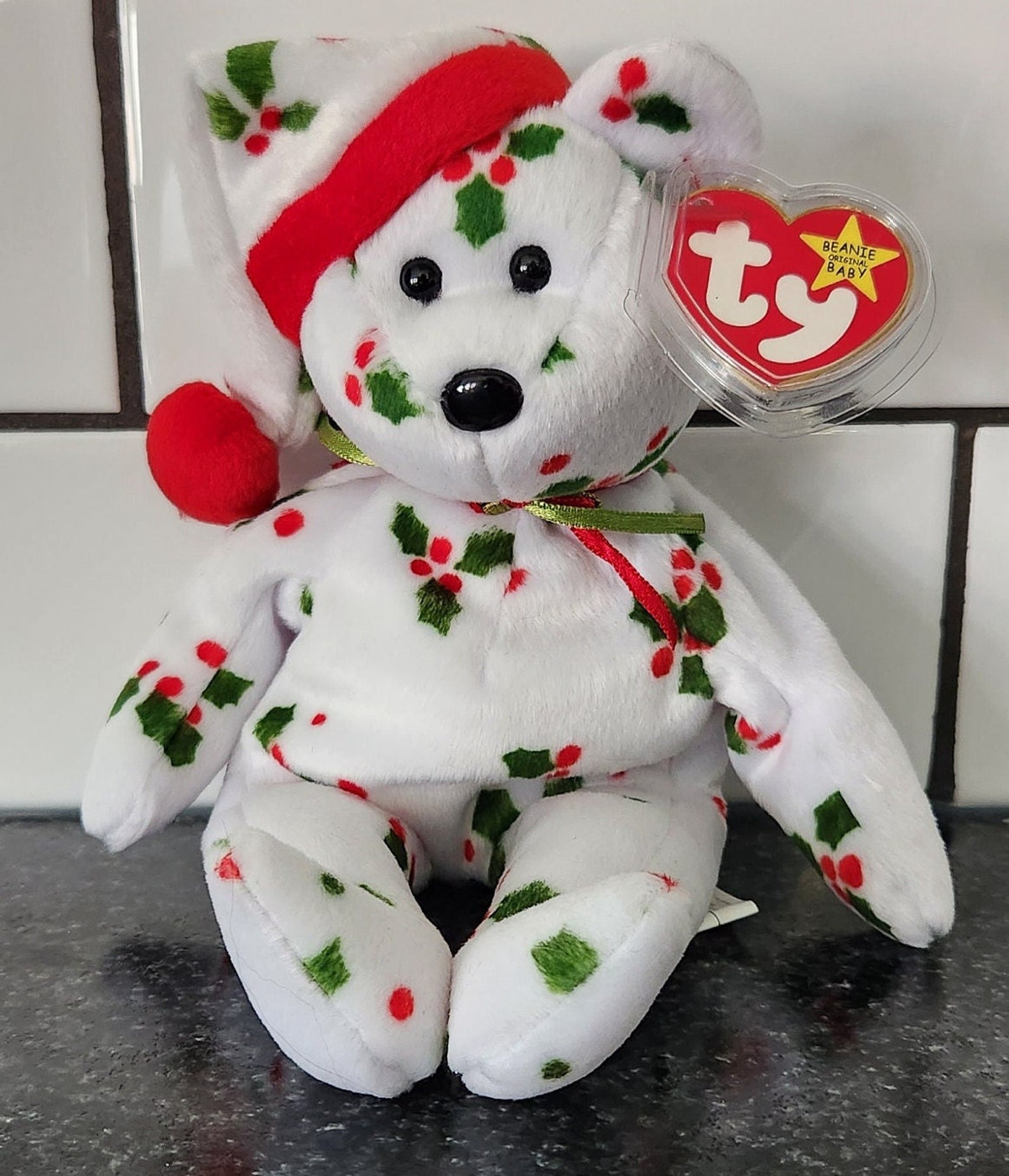 Ty Beanie Baby “1998 Holiday Teddy” Bear Wearing Santa Hat - Etsy
