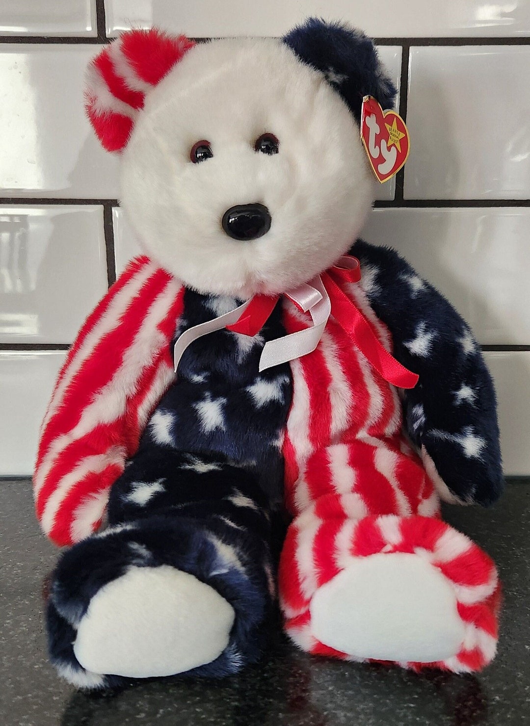 Ty Beanie Buddy “spangle” the USA Bear - Near Mint Vintage Retired ...