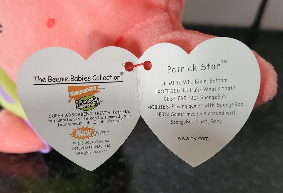 Ty Beanie Baby “patrick Star” From Spongebob Squarepants *rare* (7 Inch ...