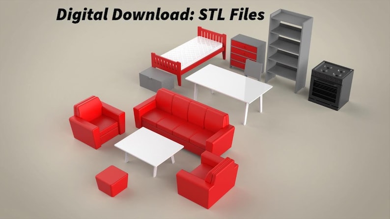 Printable Dollhouse Miniature Furniture - 3D STL Files for Custom ...