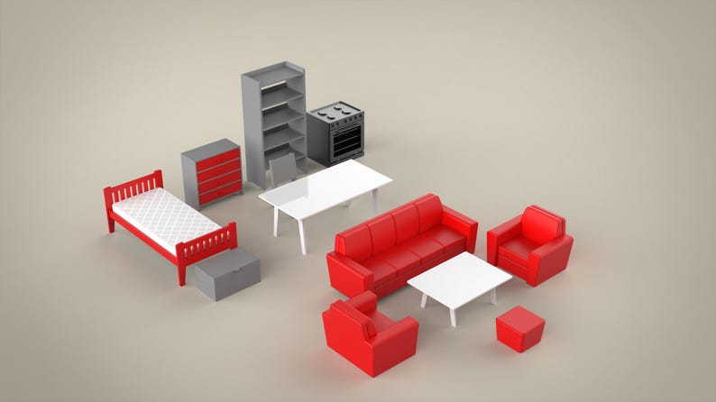 Printable Dollhouse Miniature Furniture - 3D STL Files for Custom ...