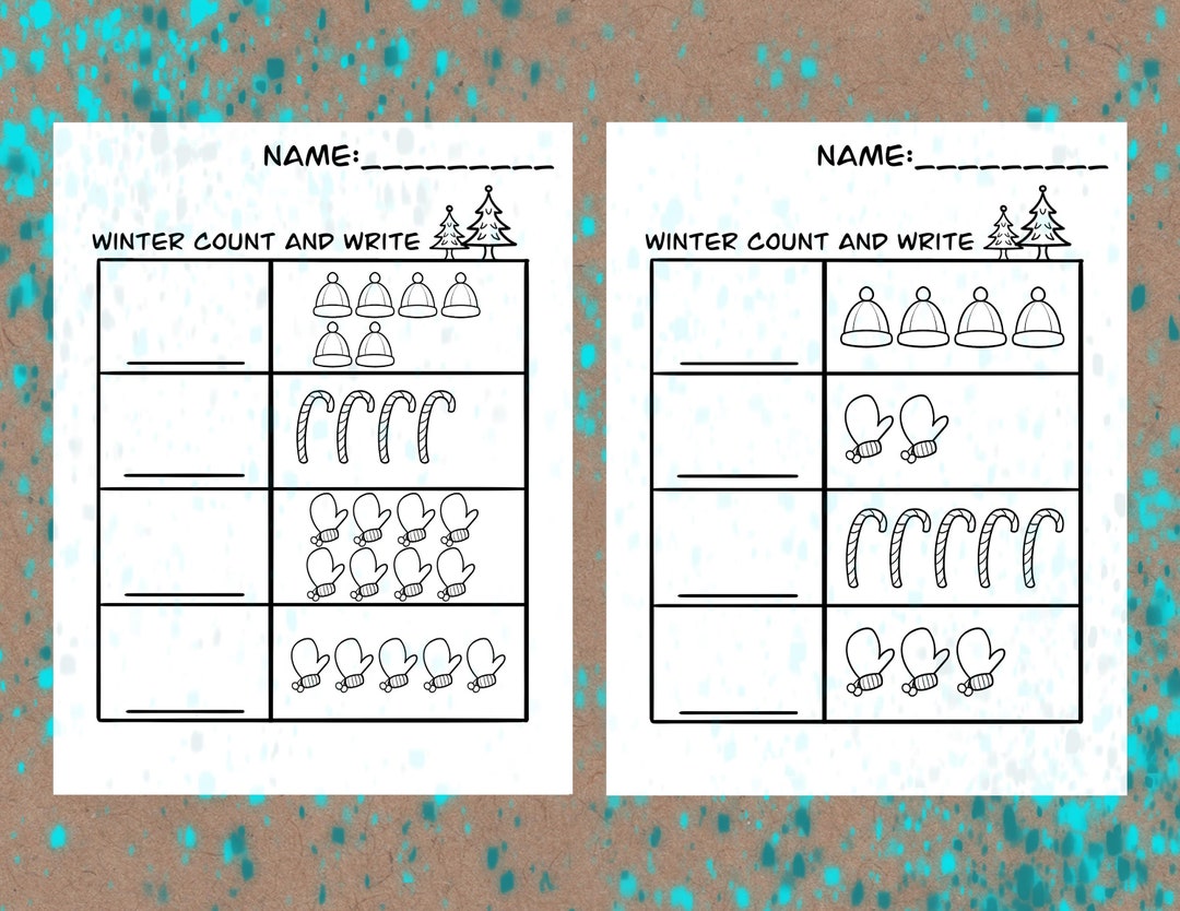 Winter Count and Write Worksheet Set Digital Download - Etsy