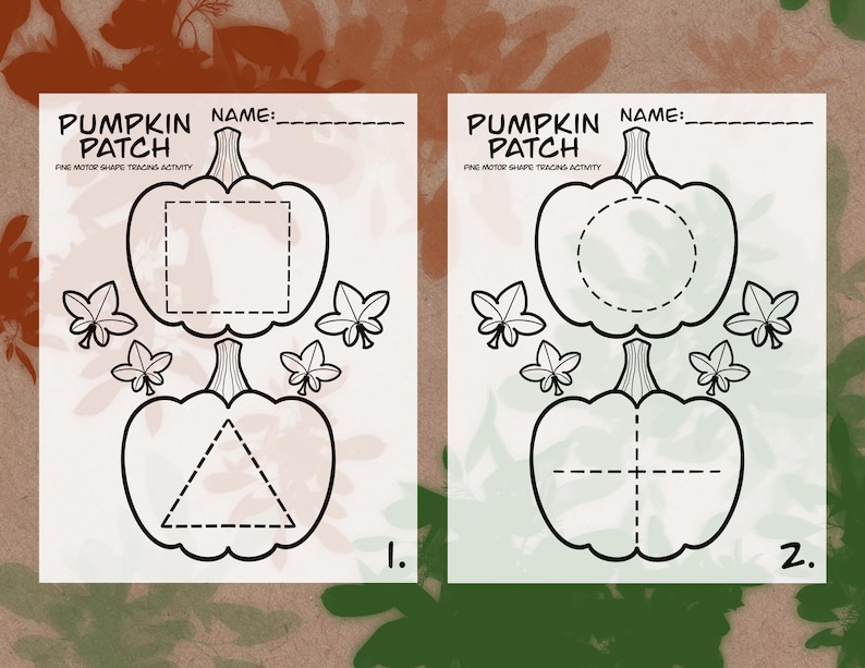 Pumpkin Patch Shape Tracing Worksheet Set Digital Download - Etsy