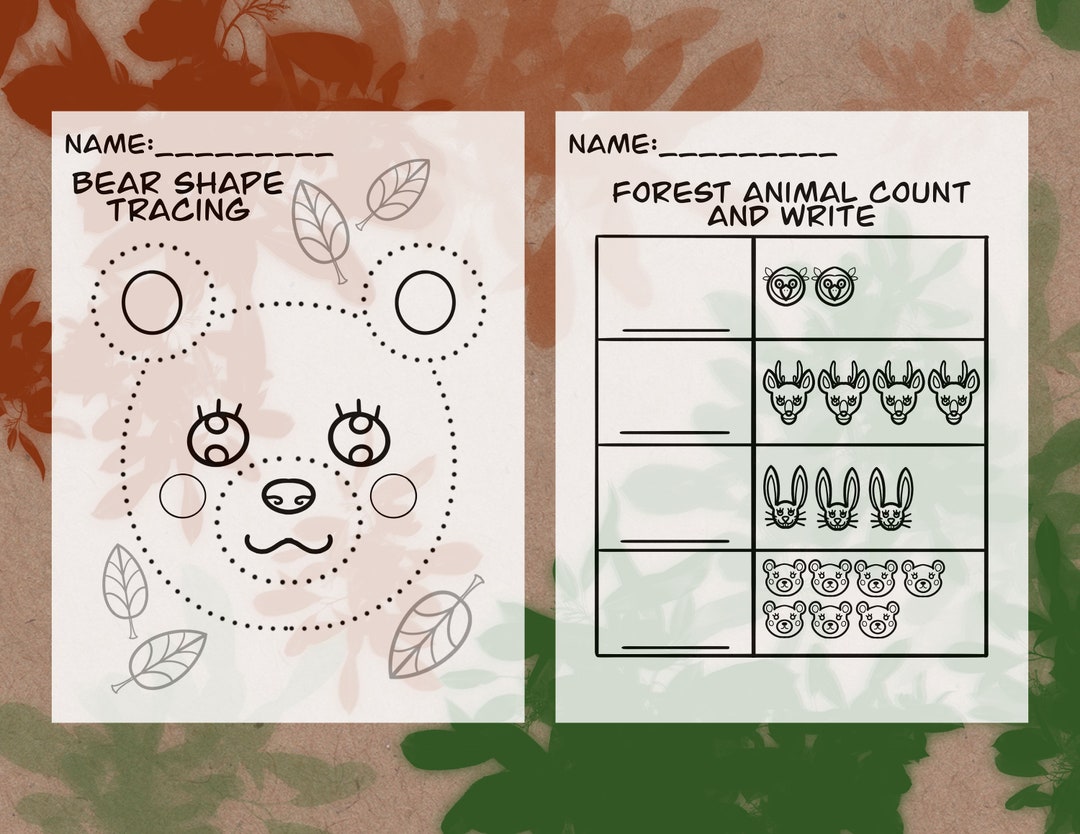 Forest Animal Shape Tracing Worksheet Set Digital Download - Etsy
