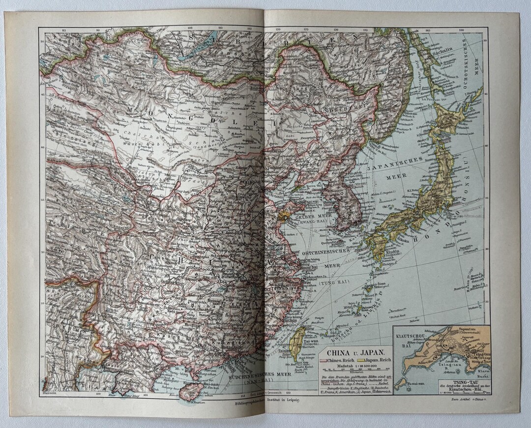 Northeast Asia / Orig. 1897 Antique Map of China, Korea and Japan - Etsy