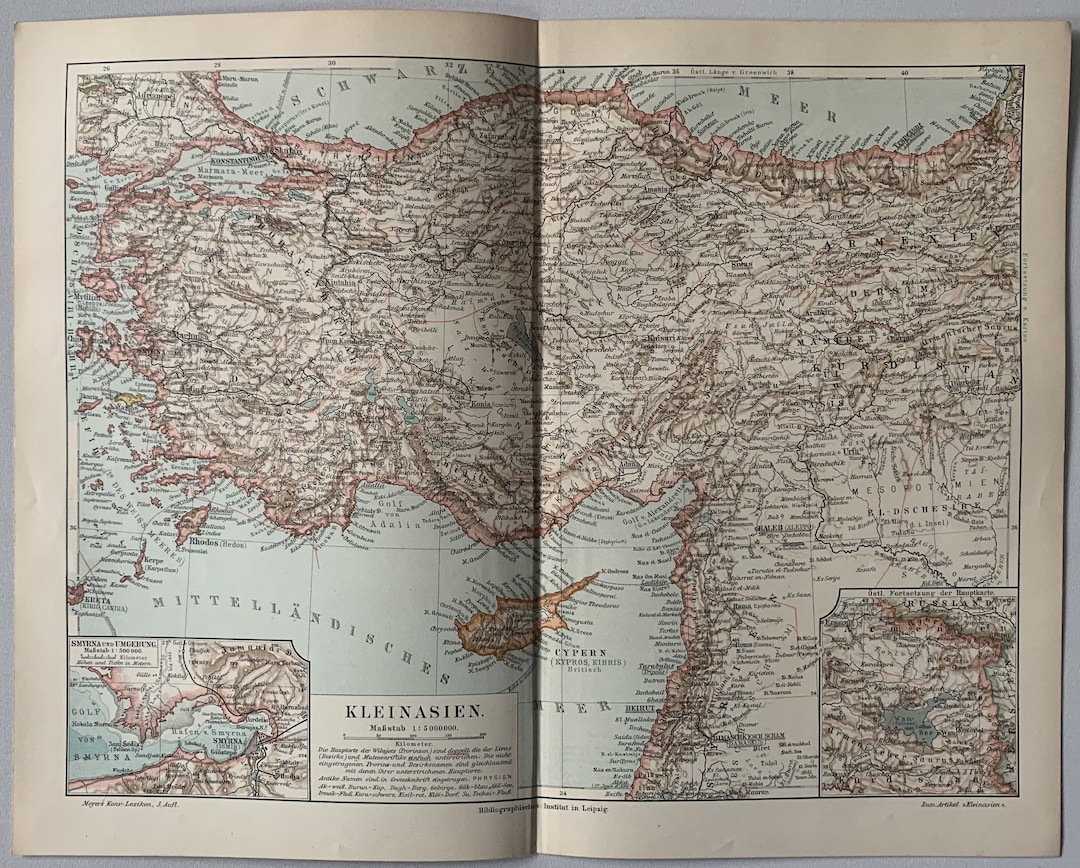 TR Turkey / Orig. 1896 Antique Map of Asia Minor / Anatolia - Etsy