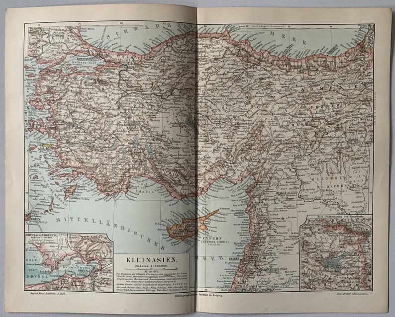 TR Turkey / Orig. 1896 Antique Map of Asia Minor / Anatolia - Etsy