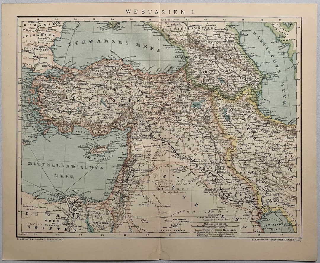 TR Turkey / Orig. 1893 Antique Map of Asia Minor / Anatolia - Etsy