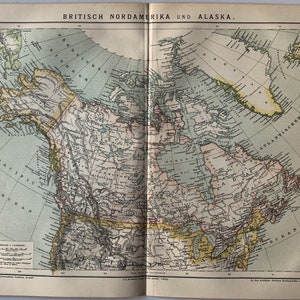 North America / Orig. 1882 Antique Map of Canada - Alaska - Greenland ...