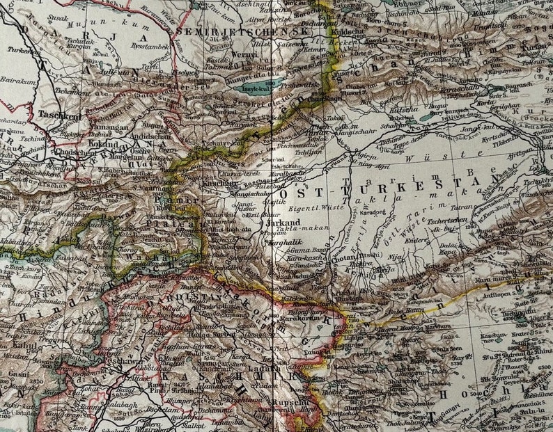 Central Asia / Original 1908 Antique Map of Central Asia - Etsy UK