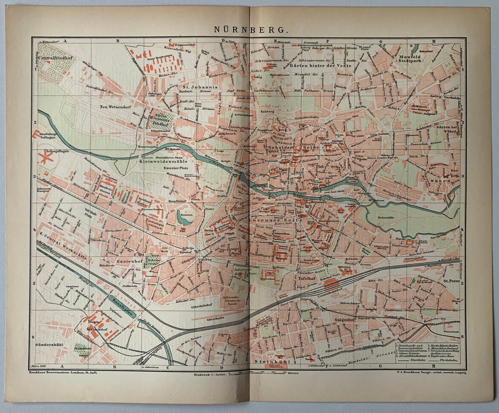 DE Nurnberg / Orig. 1895 Antique City Plan of Nürnberg - Etsy