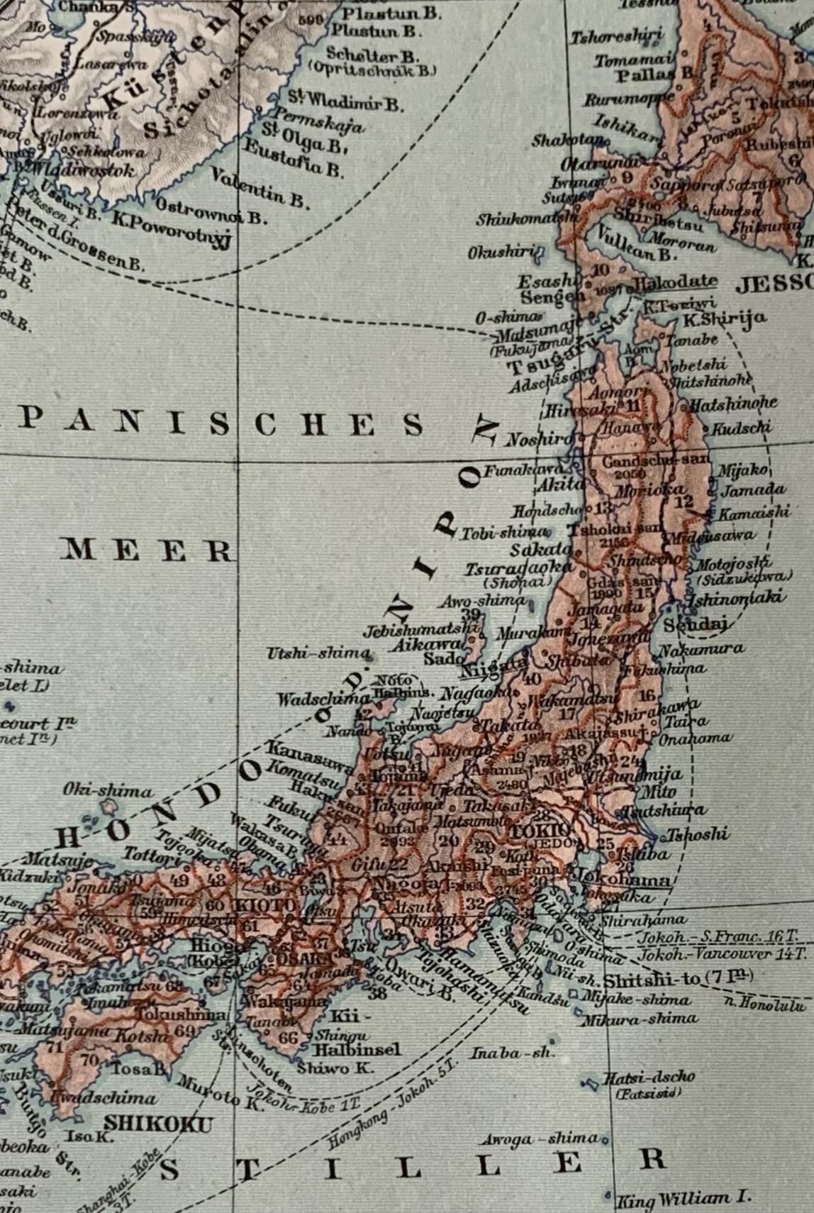 JP Japan / Orig. 1894 Antique Map of Japan - Etsy