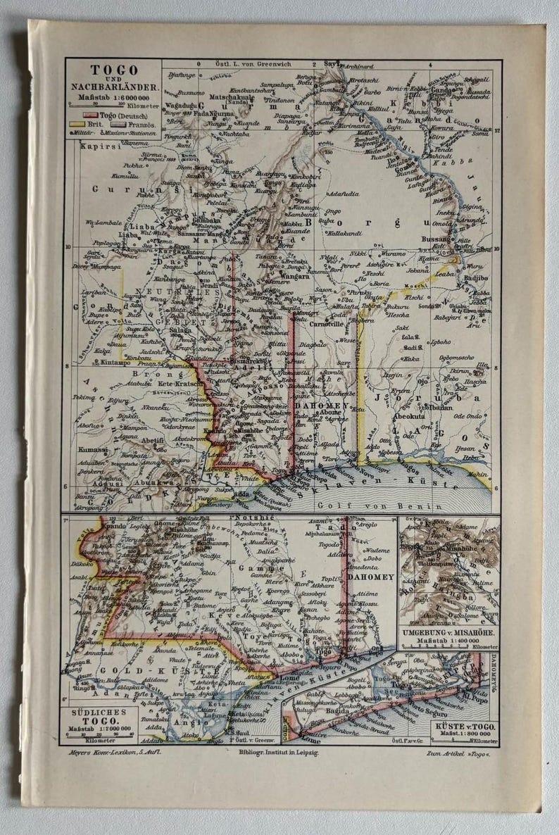 TG Togo / Orig. 1897 Antique Map of Togo - Etsy