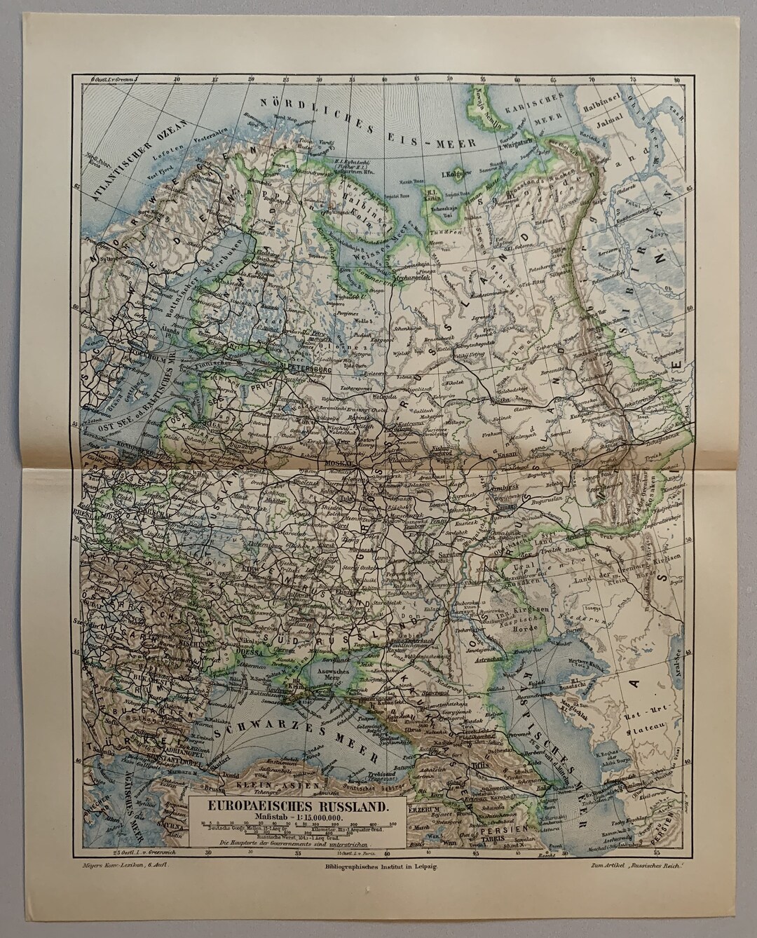 Europe / Orig. 1907 Antique Map of European Russia - Etsy