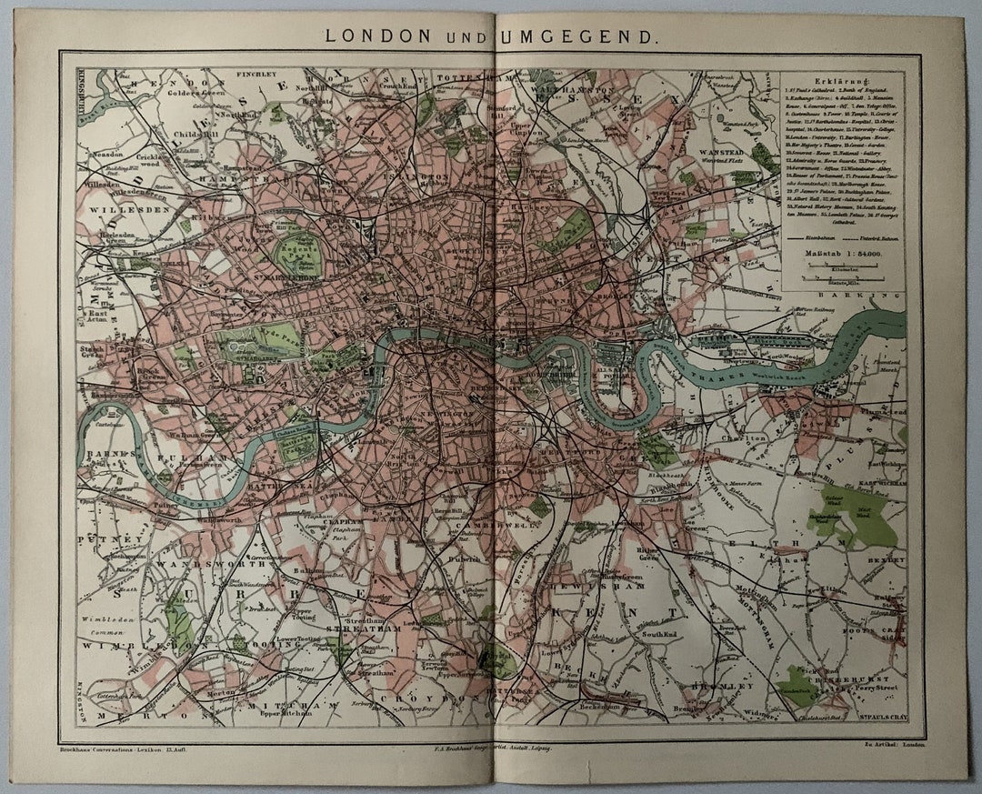 UK London / Orig. 1885 Antique City Plan of London - Etsy