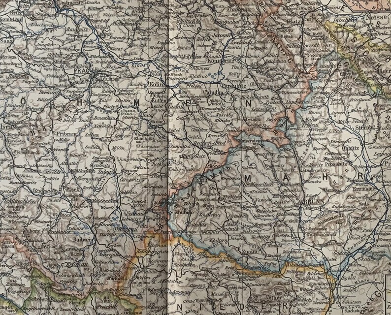 Central Europe / Orig. 1905 Antique Map of Protectorate of Bohemia and ...