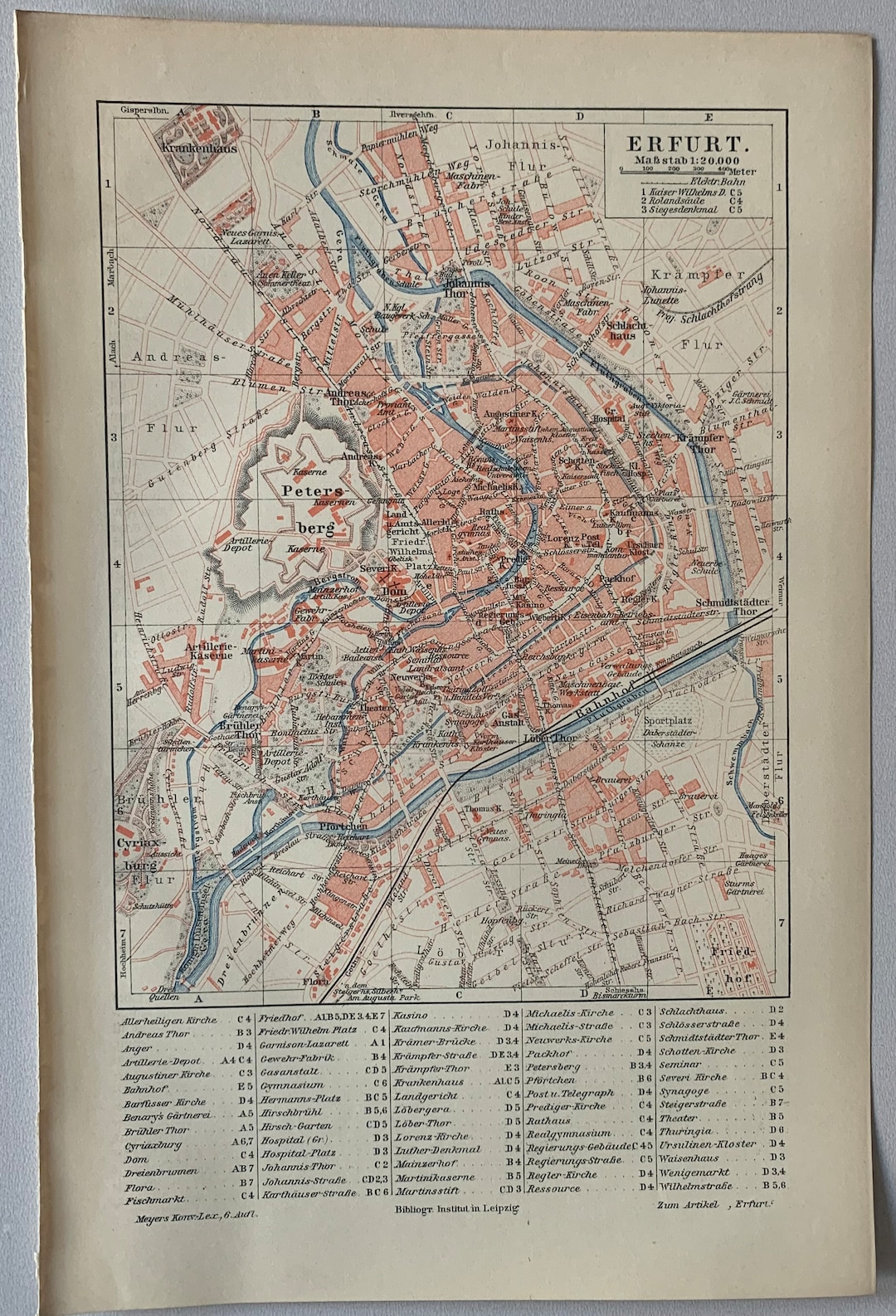 DE Erfurt / Orig. 1904 Antique City Plan of Erfurt - Etsy