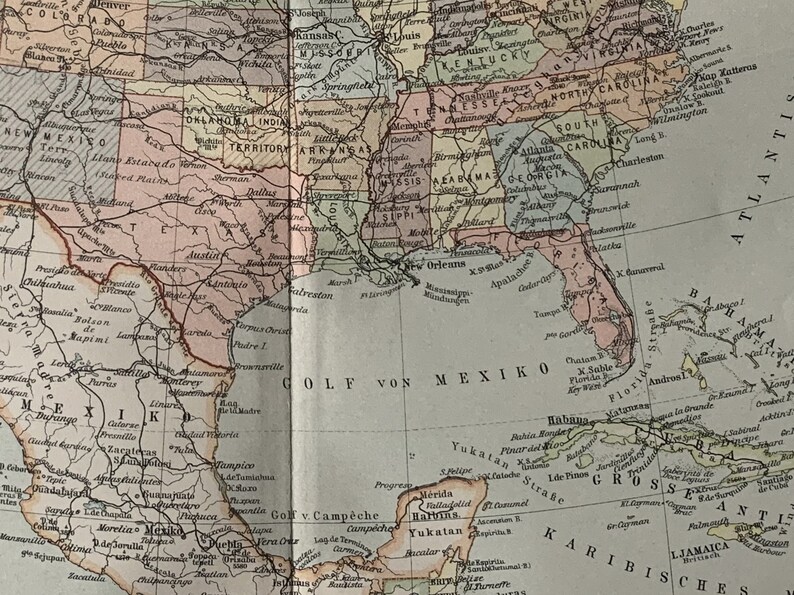 North America / Orig. 1908 Antique Map of the United States - Etsy