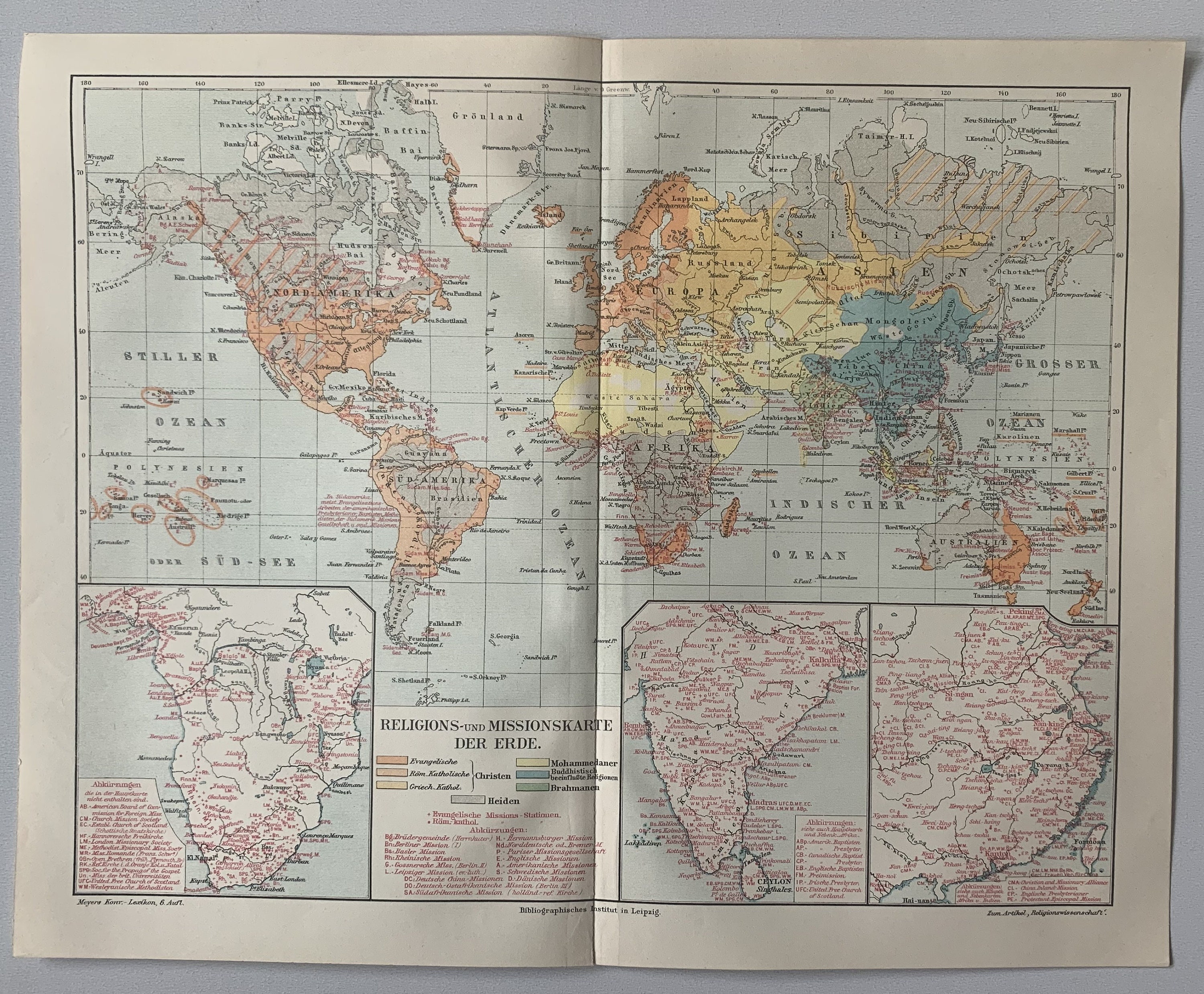 World Missionary / Orig. 1907 Antique Map of Religions and Missions - Etsy