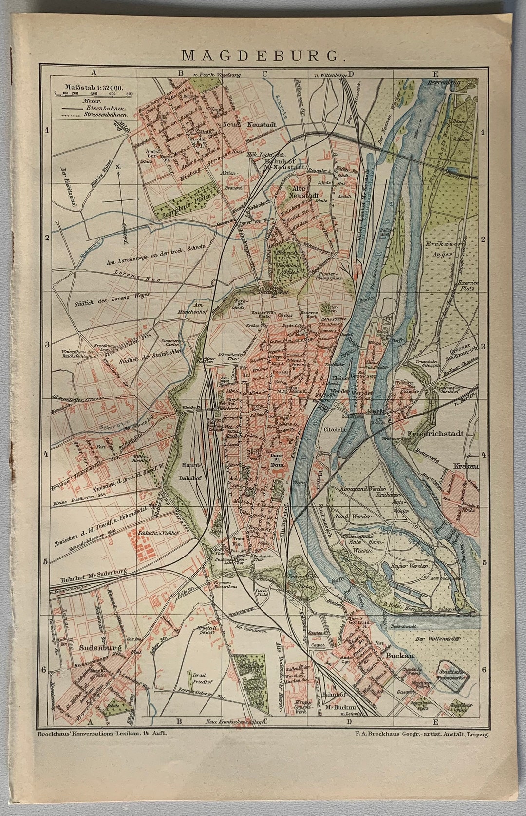 DE Magdeburg / Orig. 1898 Antique City Plan of Magdeburg - Etsy