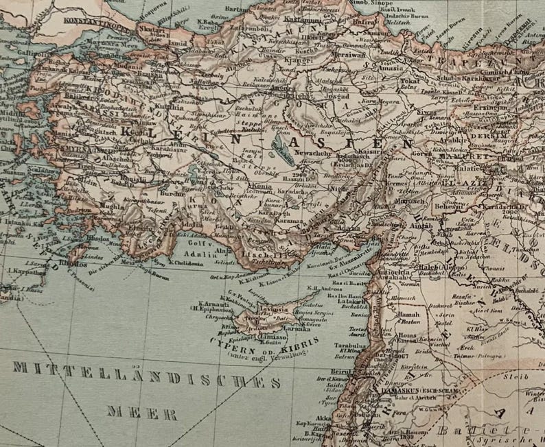 TR Turkey / Orig. 1893 Antique Map of Asia Minor / Anatolia - Etsy
