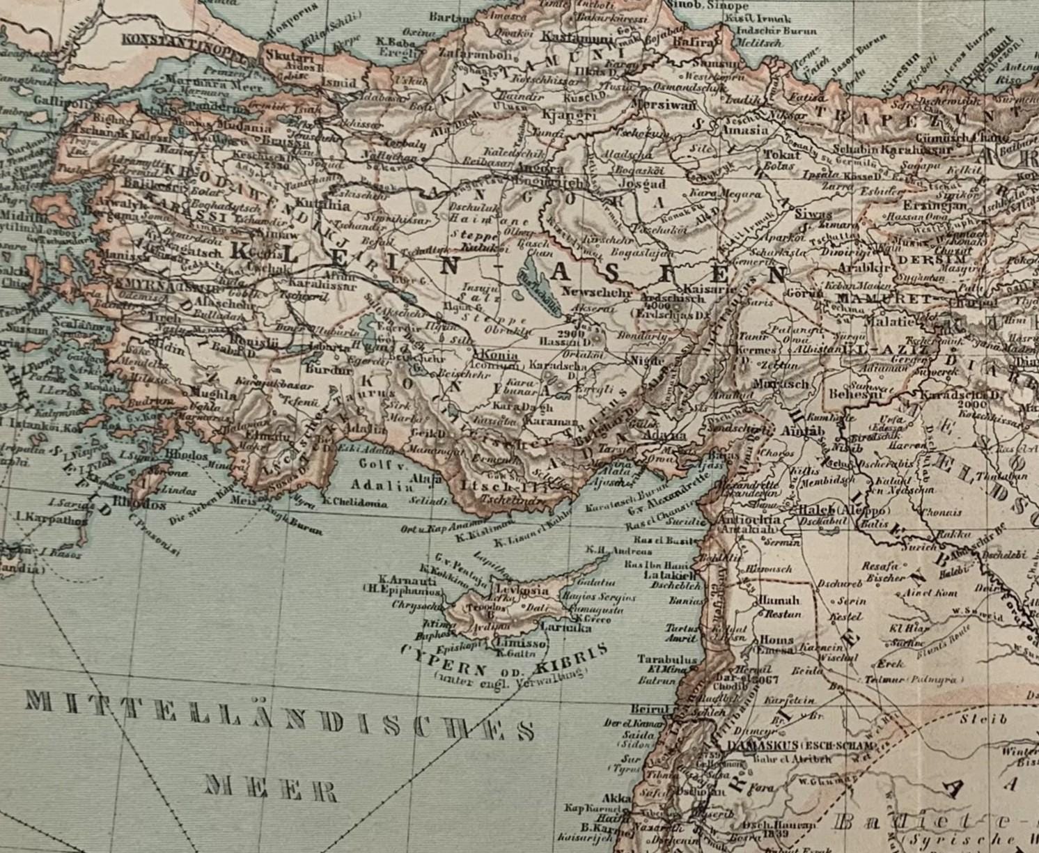 TR Turkey / Orig. 1893 Antique Map of Asia Minor / Anatolia - Etsy