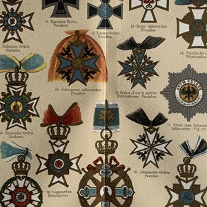Heraldry / Orig. 1907 Antique Chromolithograph of Orders - Etsy