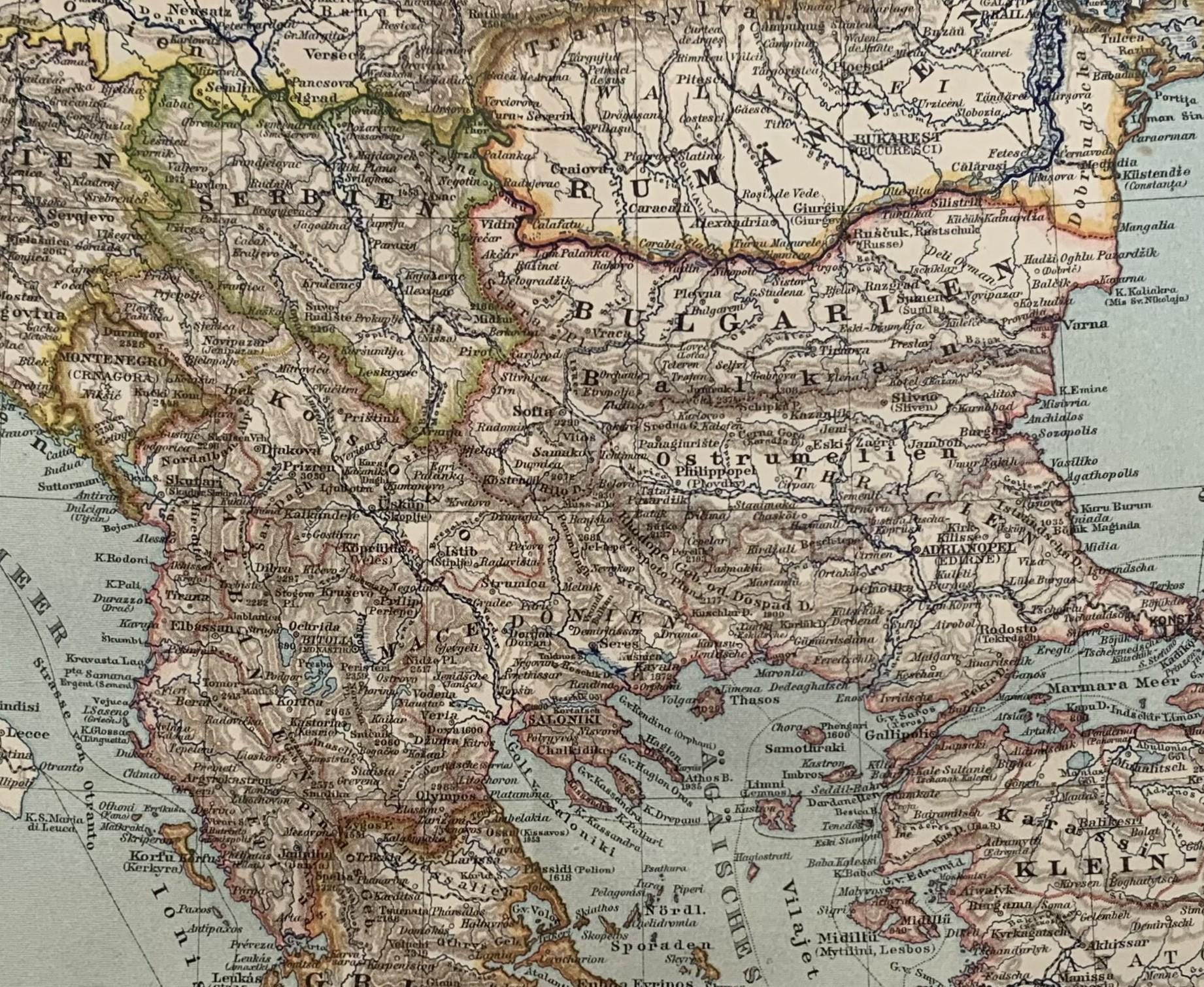 Balkan / Orig. 1893 Antique Map of the Balkan Peninsula - Etsy
