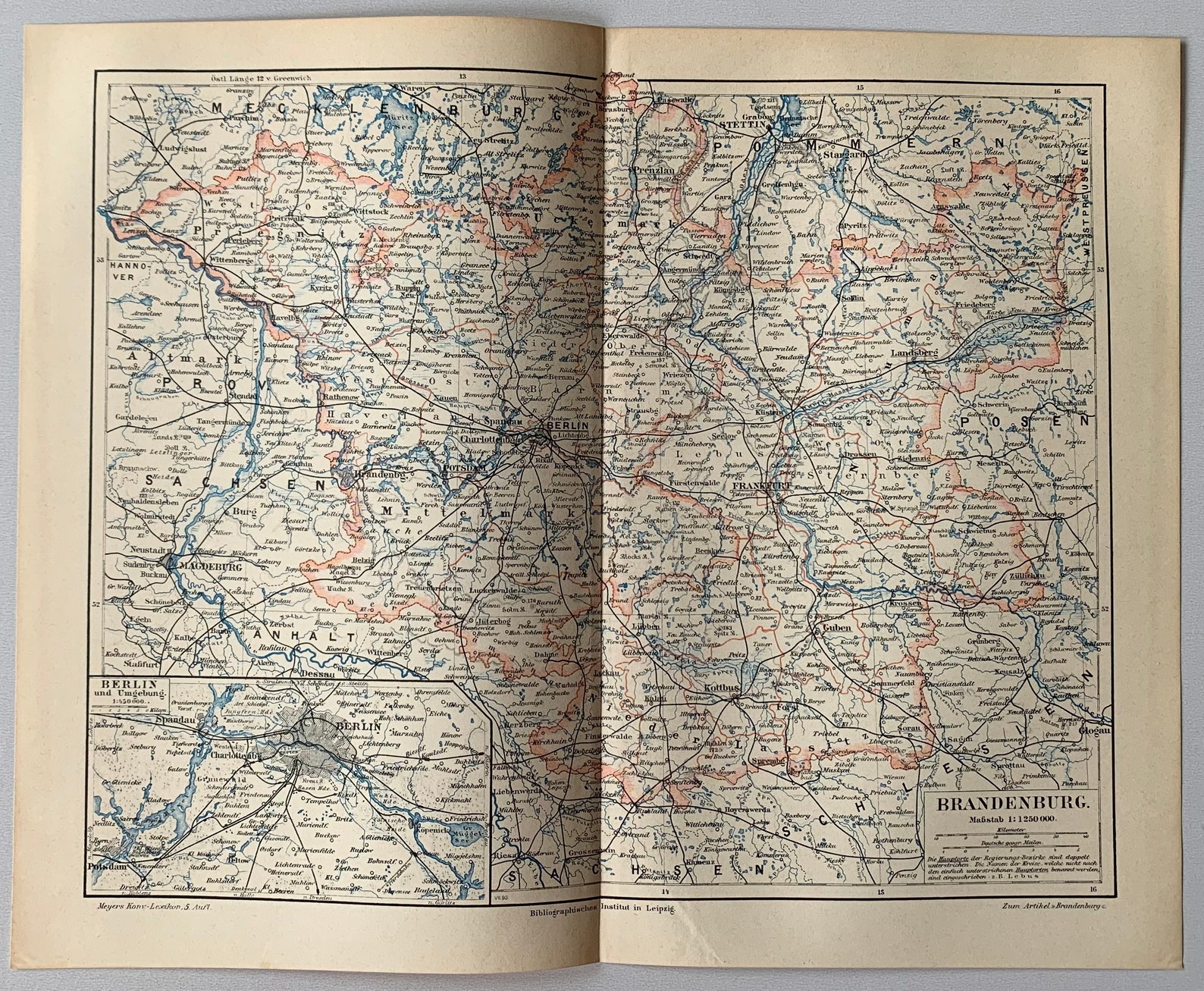 DE Brandenburg / Orig. 1893 Antique Map of Brandenburg - Etsy