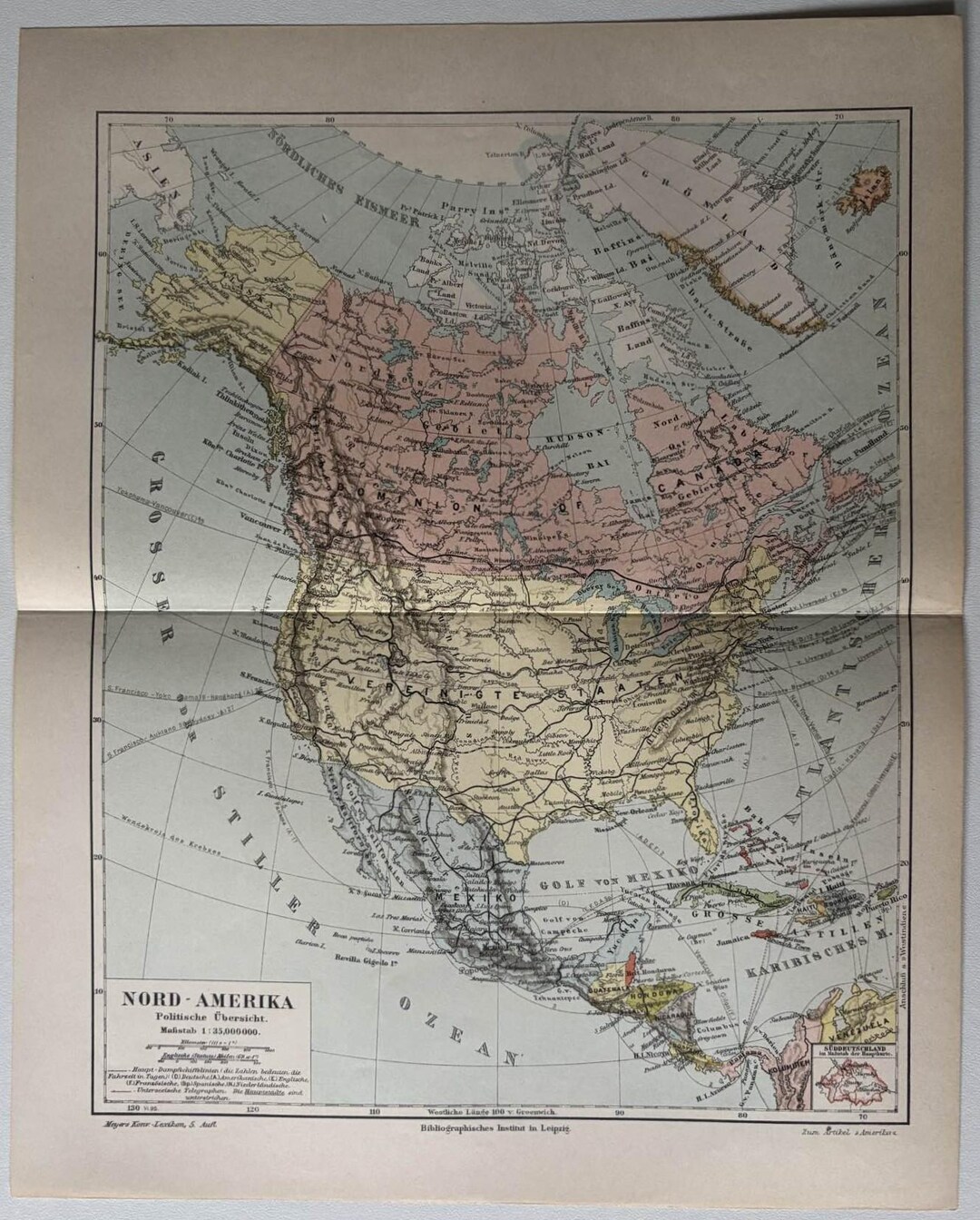North America / Orig. 1895 Antique Map of North America - Etsy