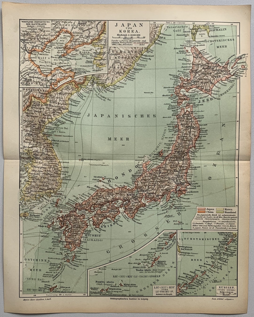 Northeast Asia / Orig. 1897 Antique Map of Japan - Korea - Taiwan - Etsy