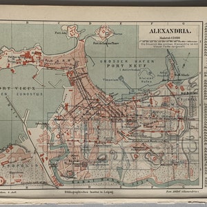 EG Alexandria / Orig. 1890 Antique City Plan of Alexandria in Egypt - Etsy