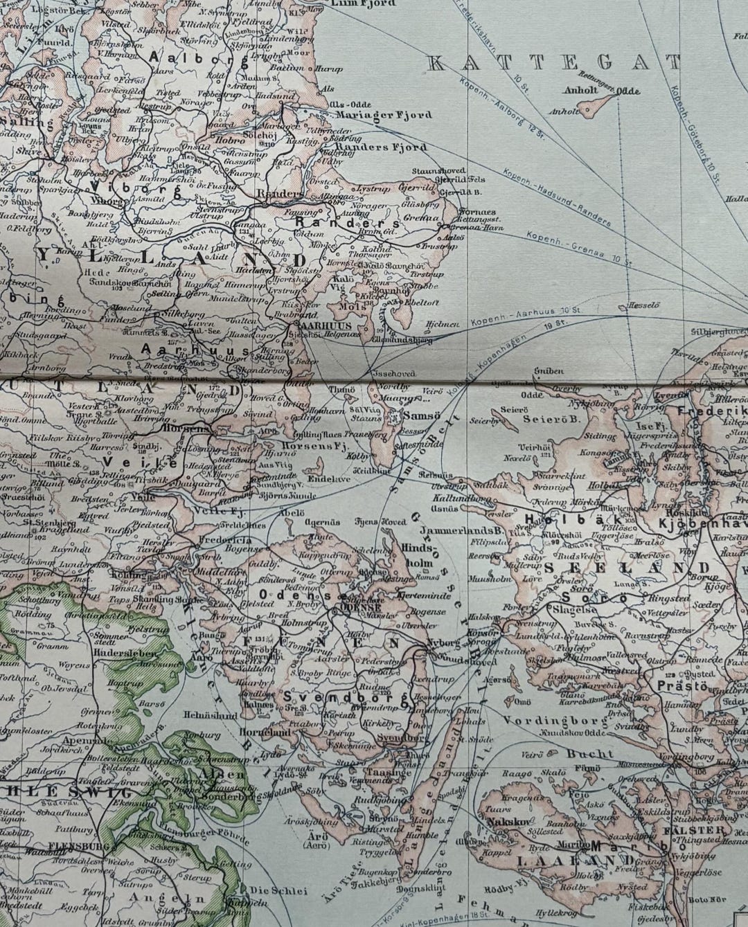 DK Denmark / Orig. 1897 Antique Map of Denmark - Etsy