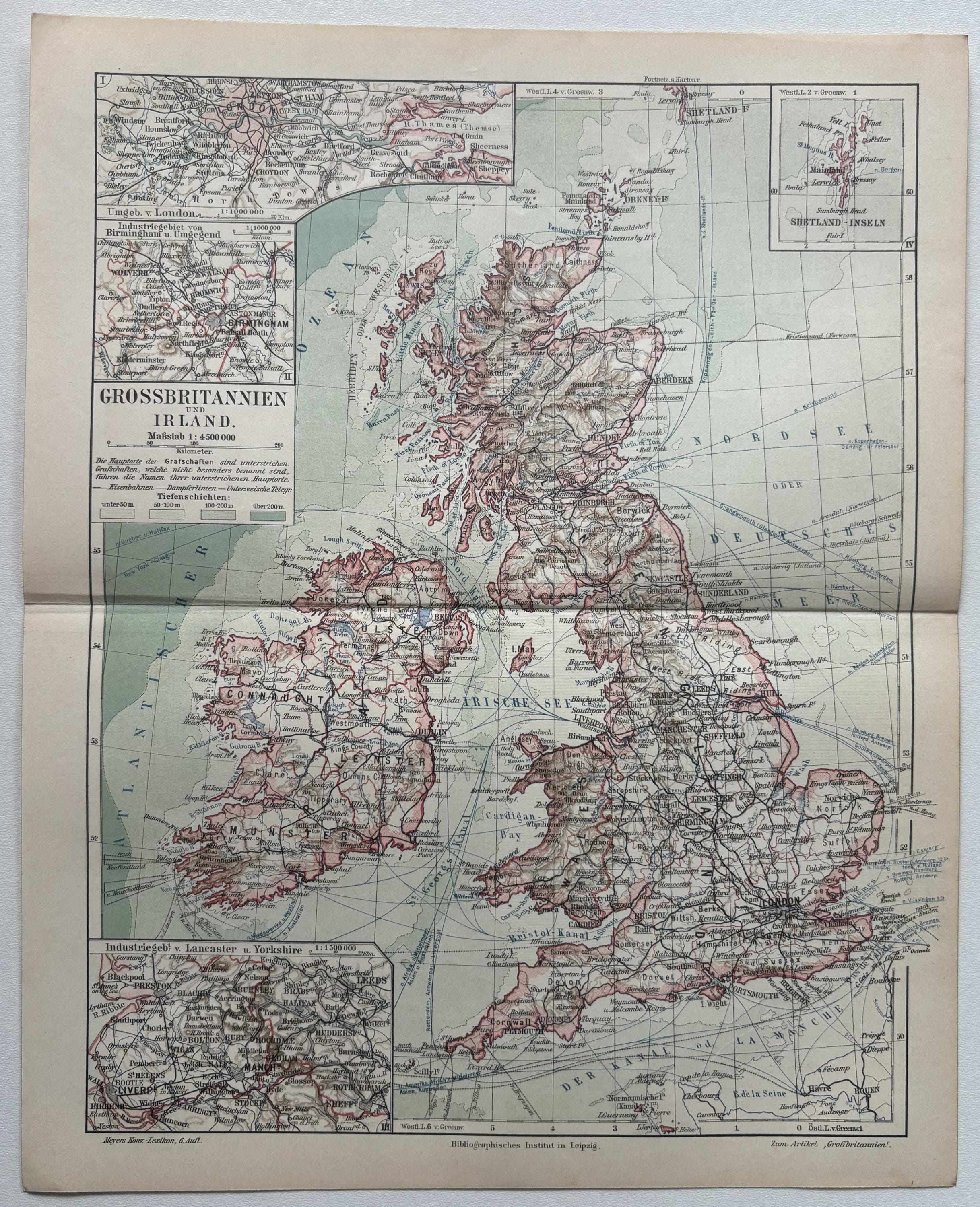 GB Great Britain / Orig. 1908 Antique Map of Great Britain - Etsy